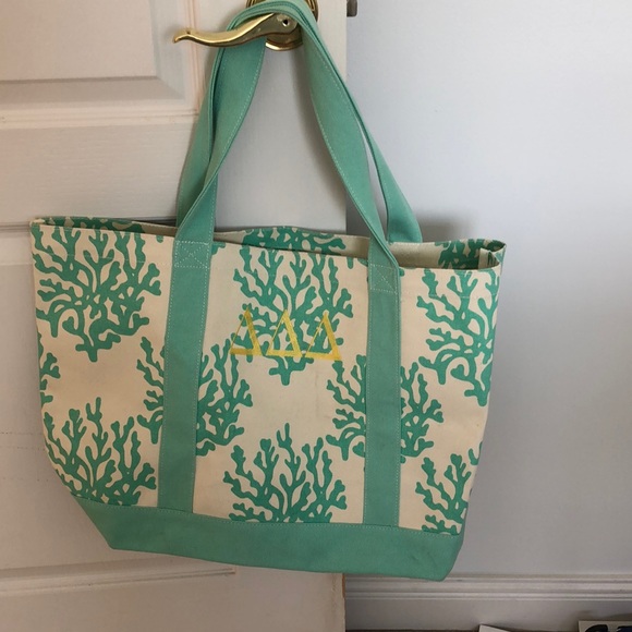 Bags | Tri Delta Coral Reef Aqua Tote | Poshmark